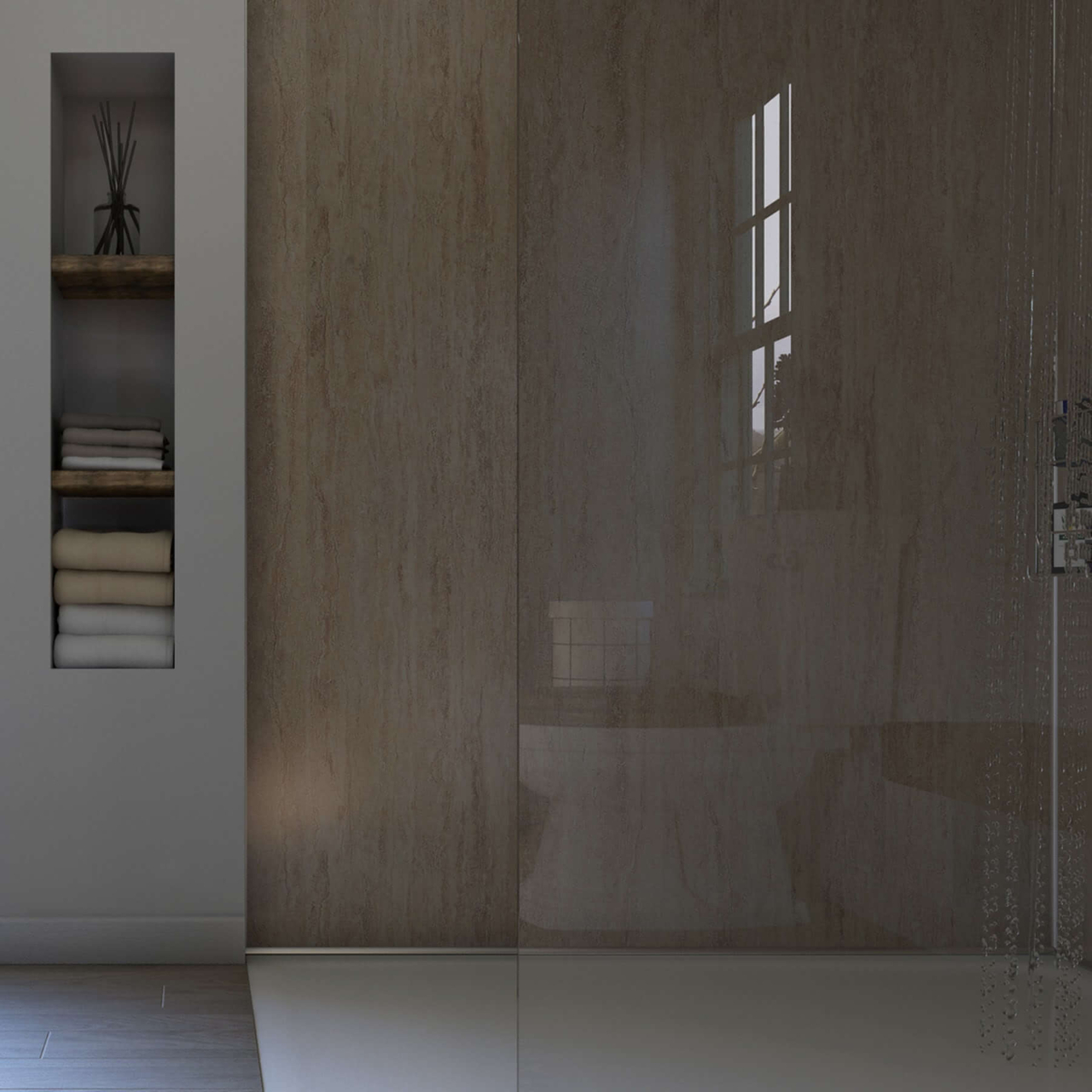 Positano Grey Terrazzo Showerwall SW76 Waterproof Panels